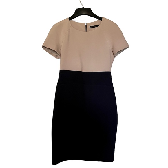 Zara | Dresses | Zara Basic Navy And Beige Shift Dress | Poshmark